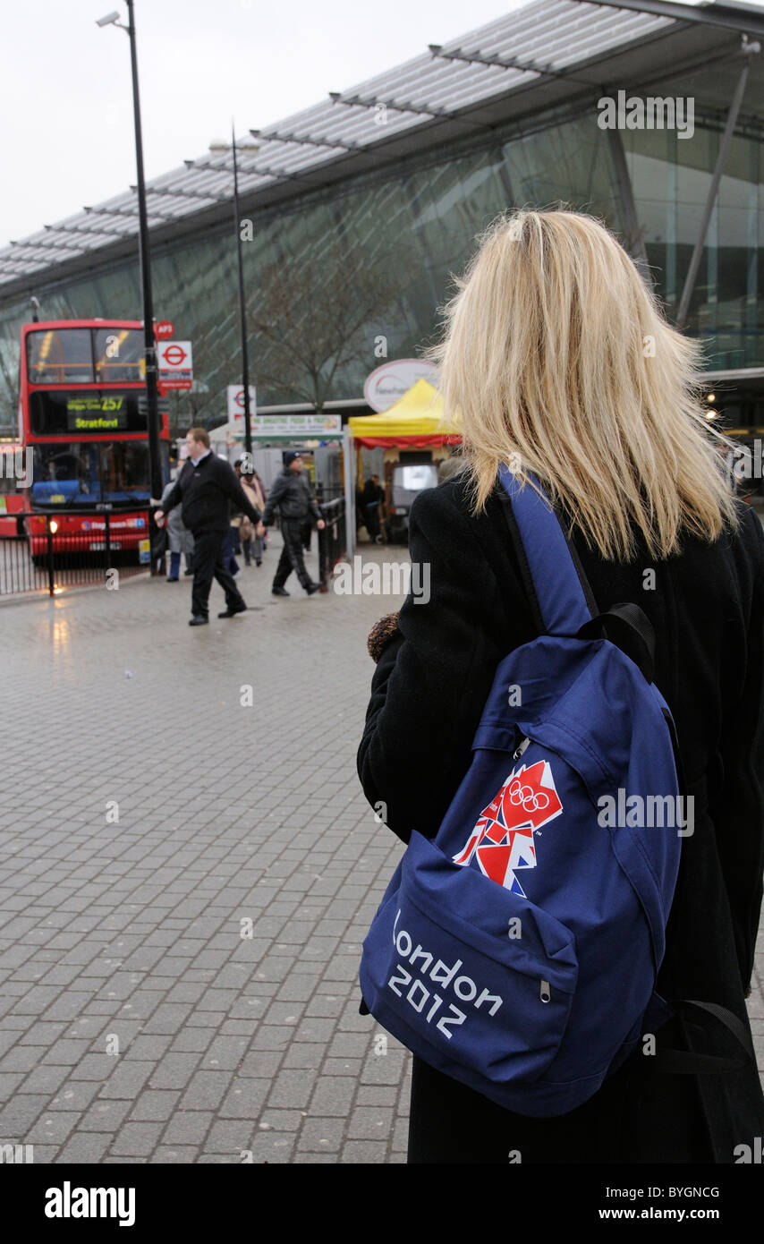 Visitor to London arriving carrying a London 2012 Olympic backpack at ...