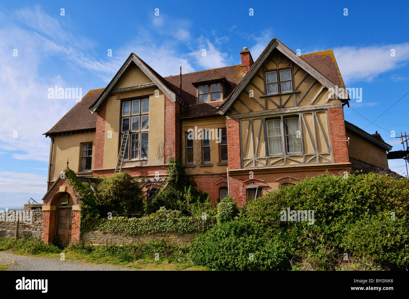 The decaying Seafield House on the cliff at Westward Ho!, Devon ...