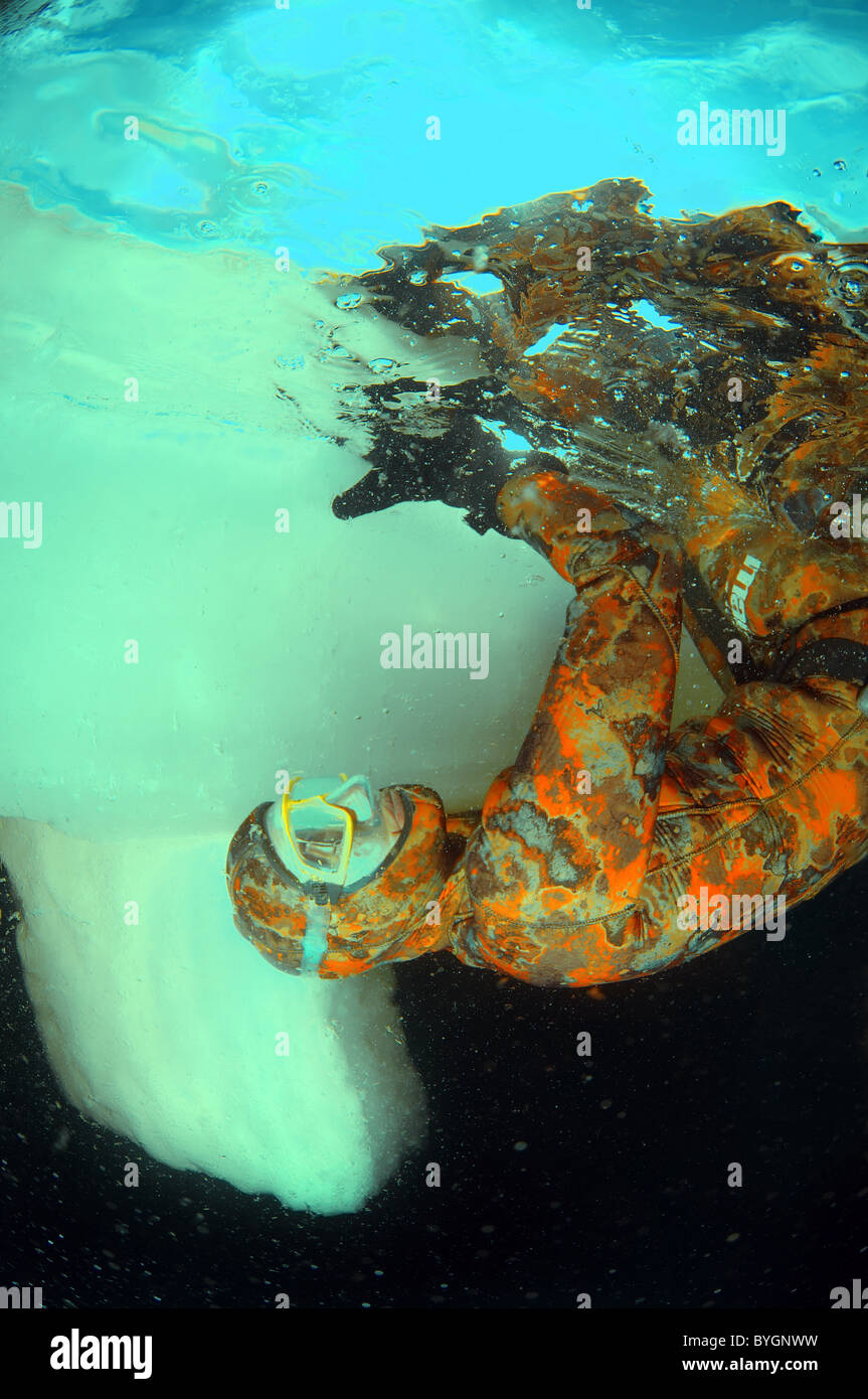 under ice freediving Stock Photo - Alamy