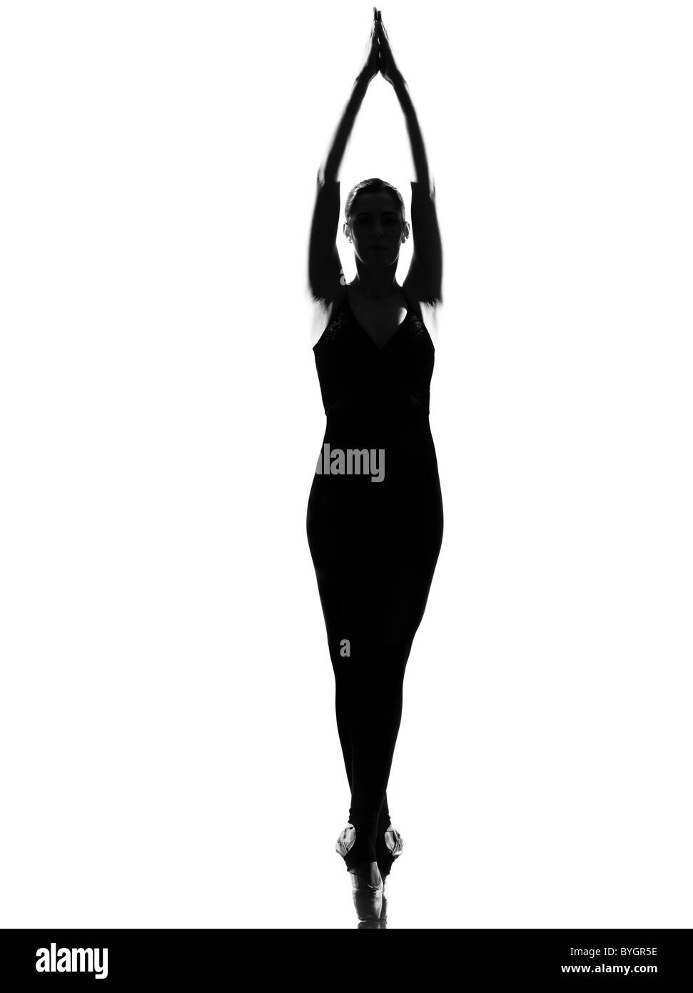 beautiful caucasian tall woman ballet dancer standing tiptoe pose full ...
