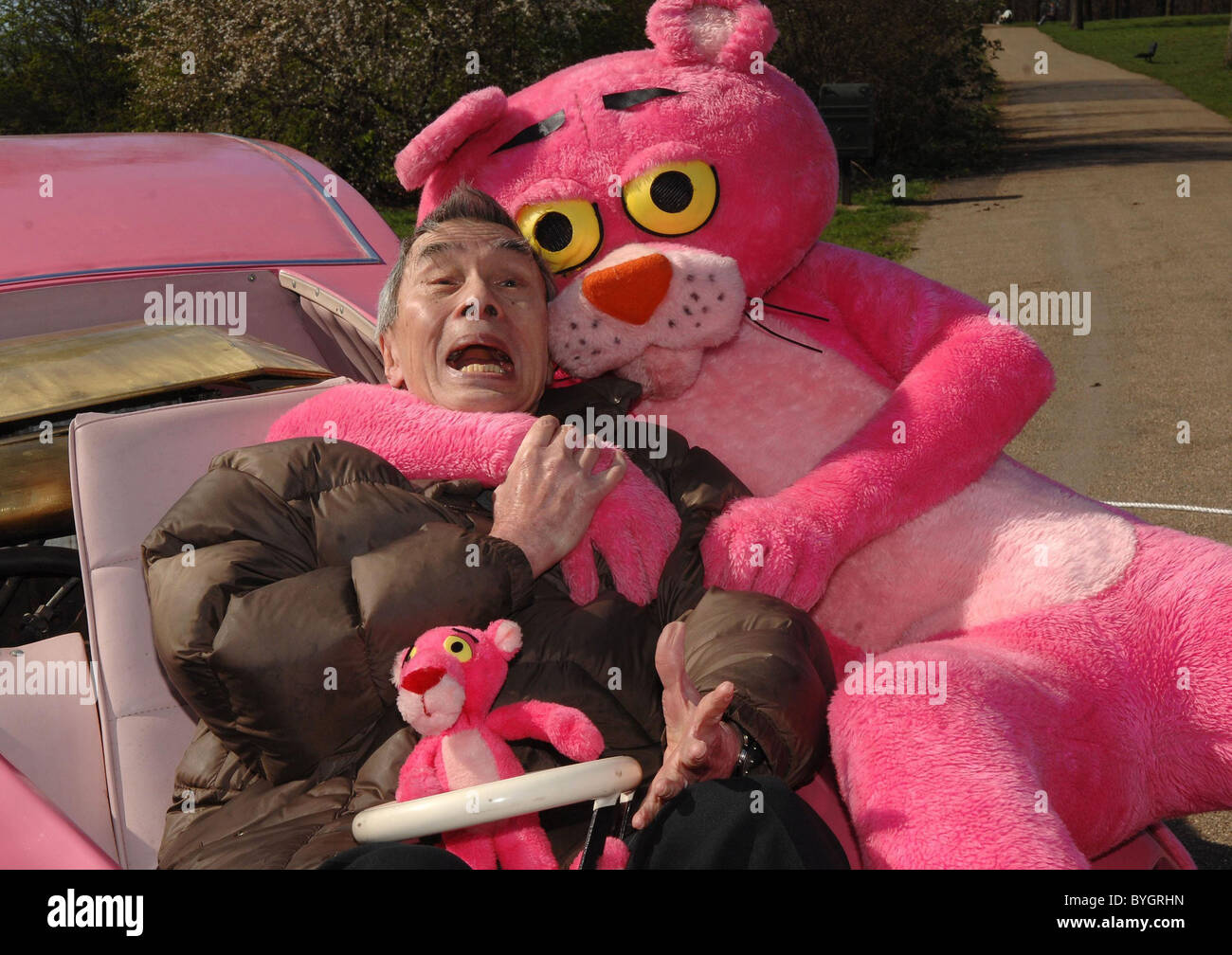 Burt Kwouk Pink Panther Car photocall held on Hampstead Heath London ...