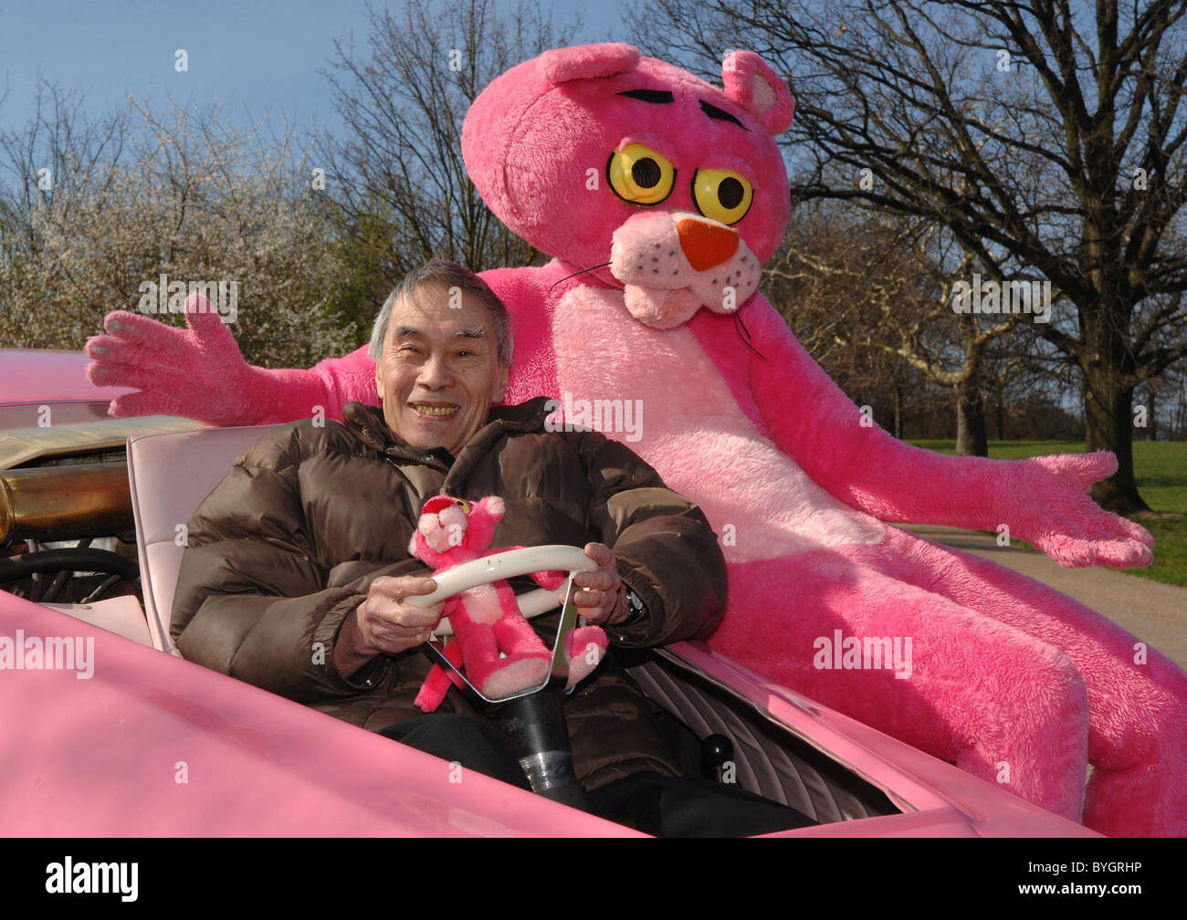 Burt Kwouk Pink Panther Car photocall held on Hampstead Heath London ...