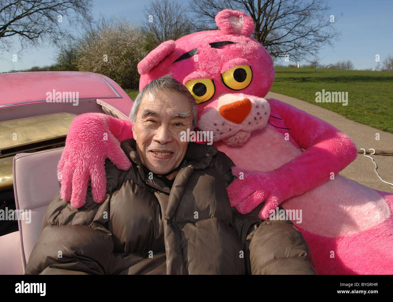 Burt Kwouk Pink Panther Car photocall held on Hampstead Heath London ...