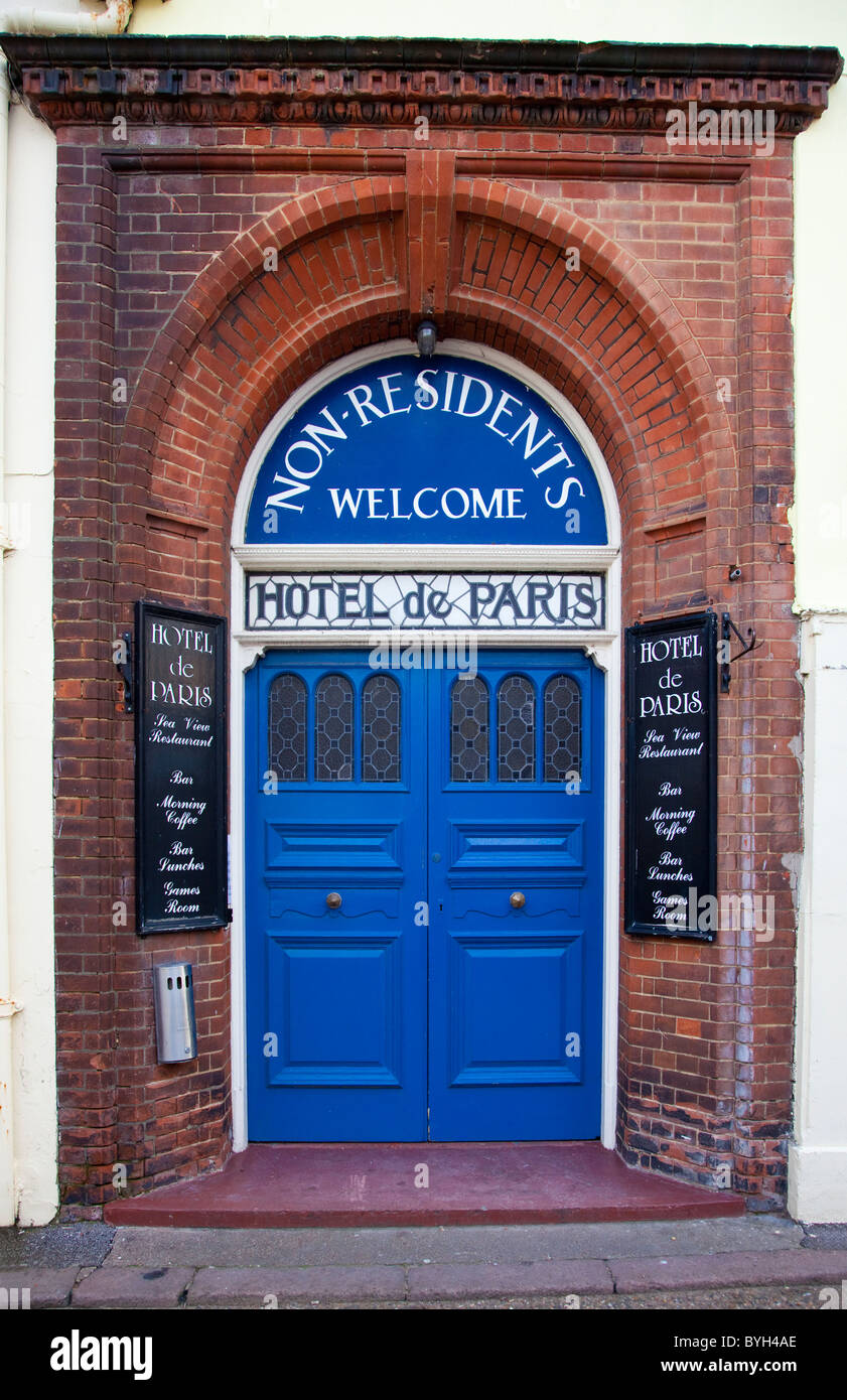 Entrance door to the Hotel de Paris, Cromer, Norfolk, UK Stock Photo ...