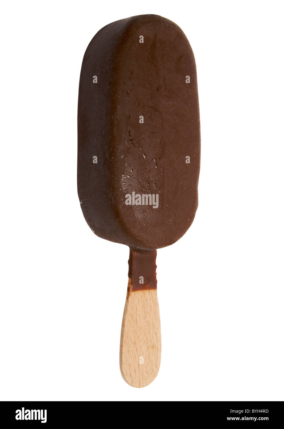 Chocolate ice lolly on white background Stock Photo - Alamy