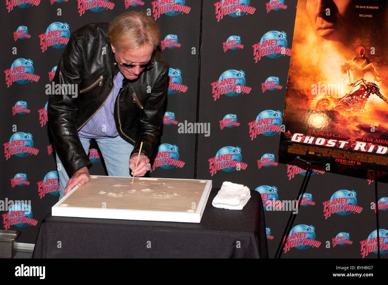 Peter Fonda promotes his new film ' Ghost Rider' in Times Square and ...