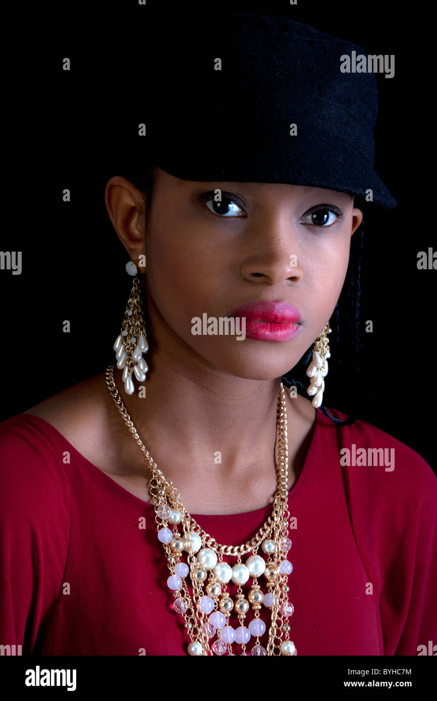 Beautiful young African woman,from Nigeria, Studio Portrait Stock Photo ...