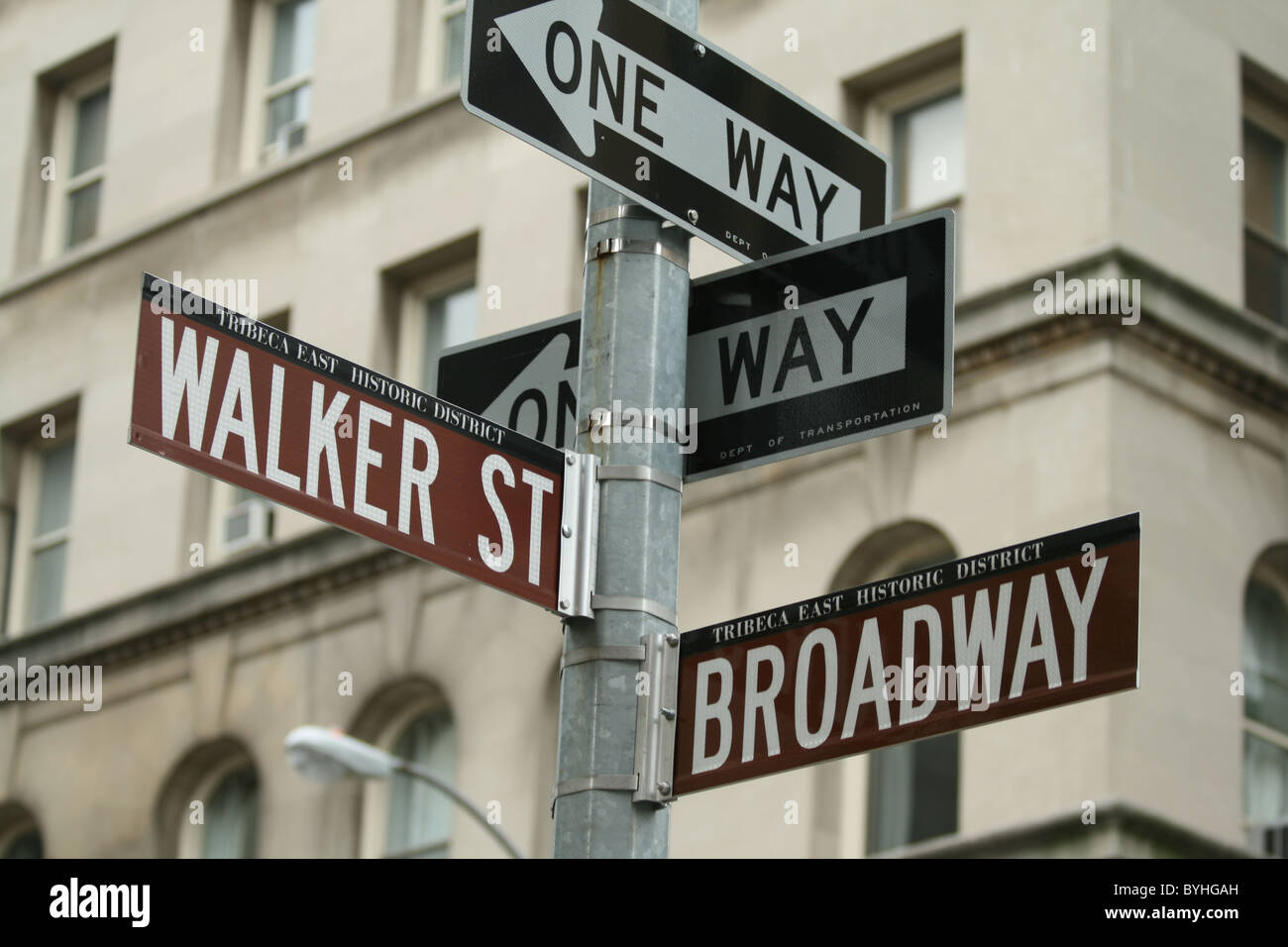 Broadway and Walker Red Signs Stock Photo - Alamy
