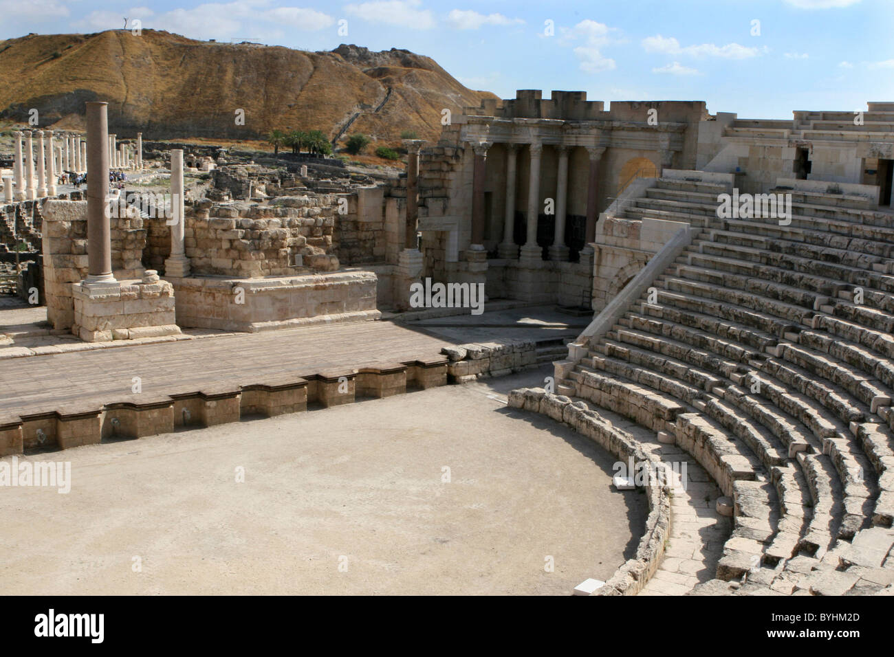 These ruins of an ancient theatre are at Beth-Shean National Park ...