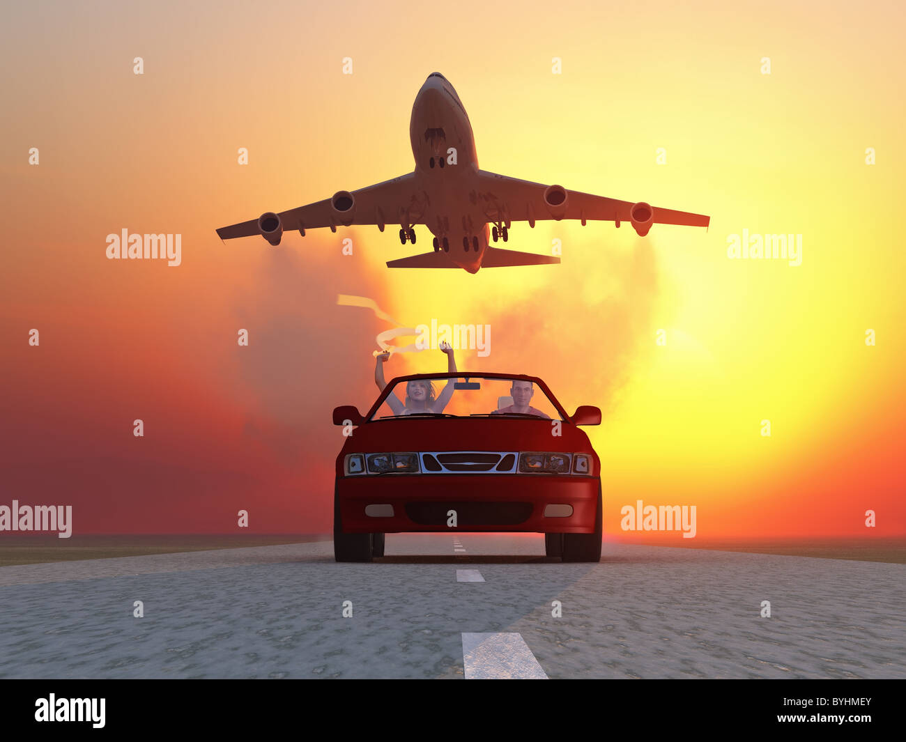 Car airplane race hi-res stock photography and images - Alamy