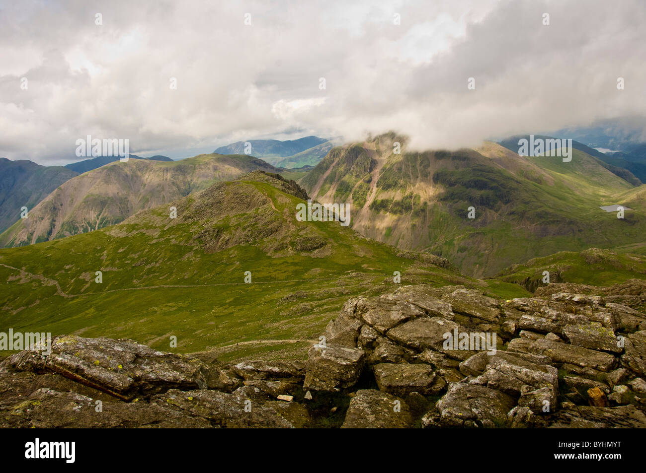 Lingmell (foreground) with Kirk Fell and Great Gable in background ...