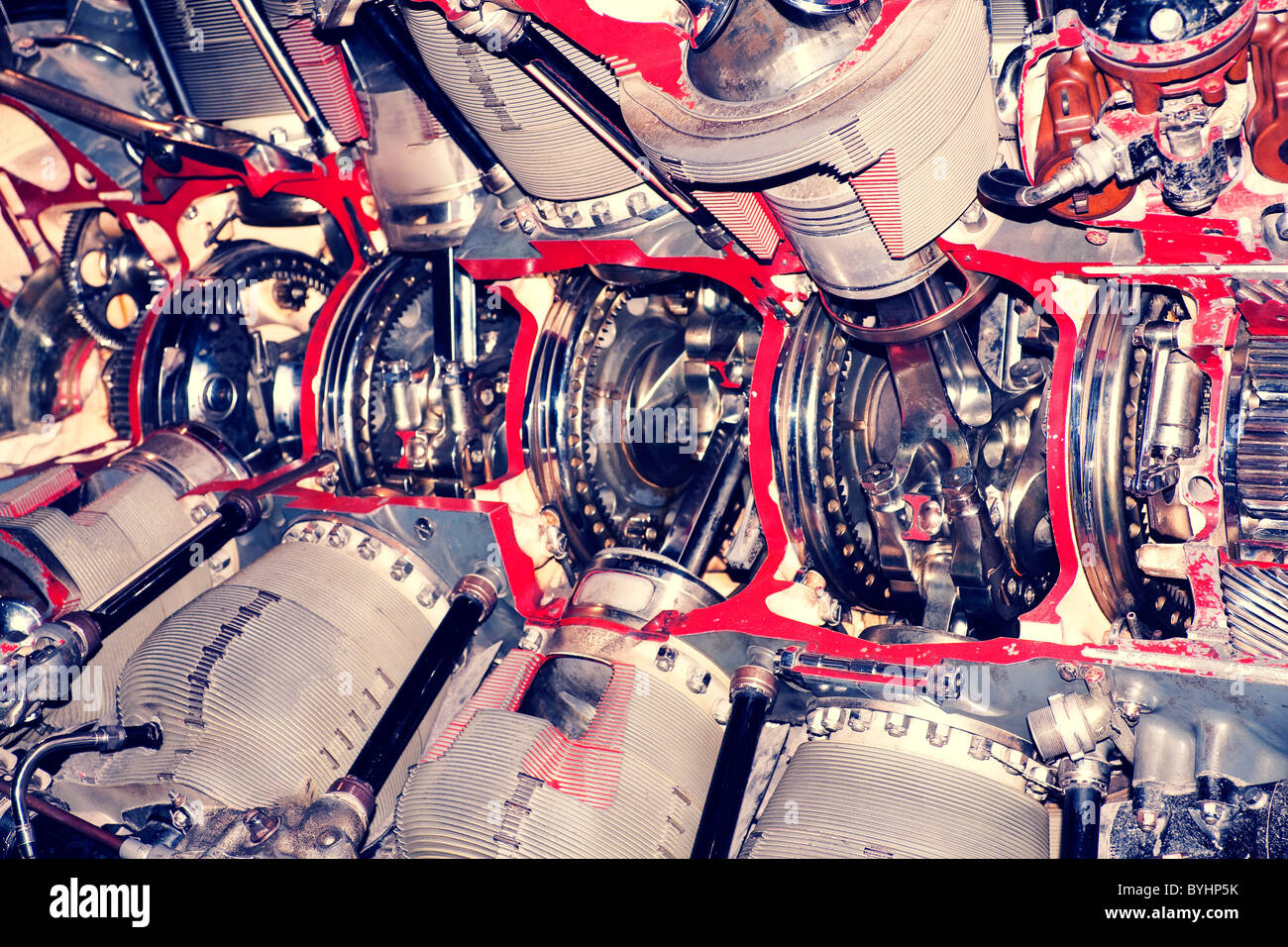 View of an engine inside. Cross-Processed photo Stock Photo - Alamy