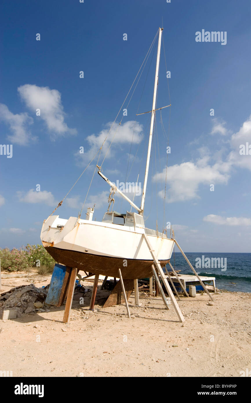 sailing boat in dry dock crete Stock Photo - Alamy