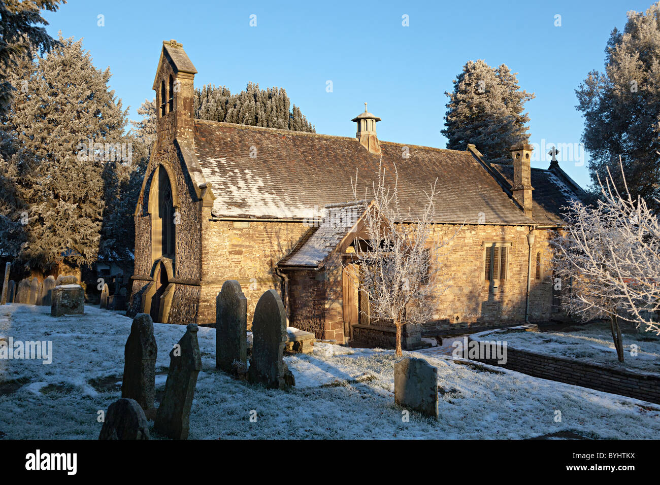Llanfoist village church in winter Wales UK Stock Photo - Alamy