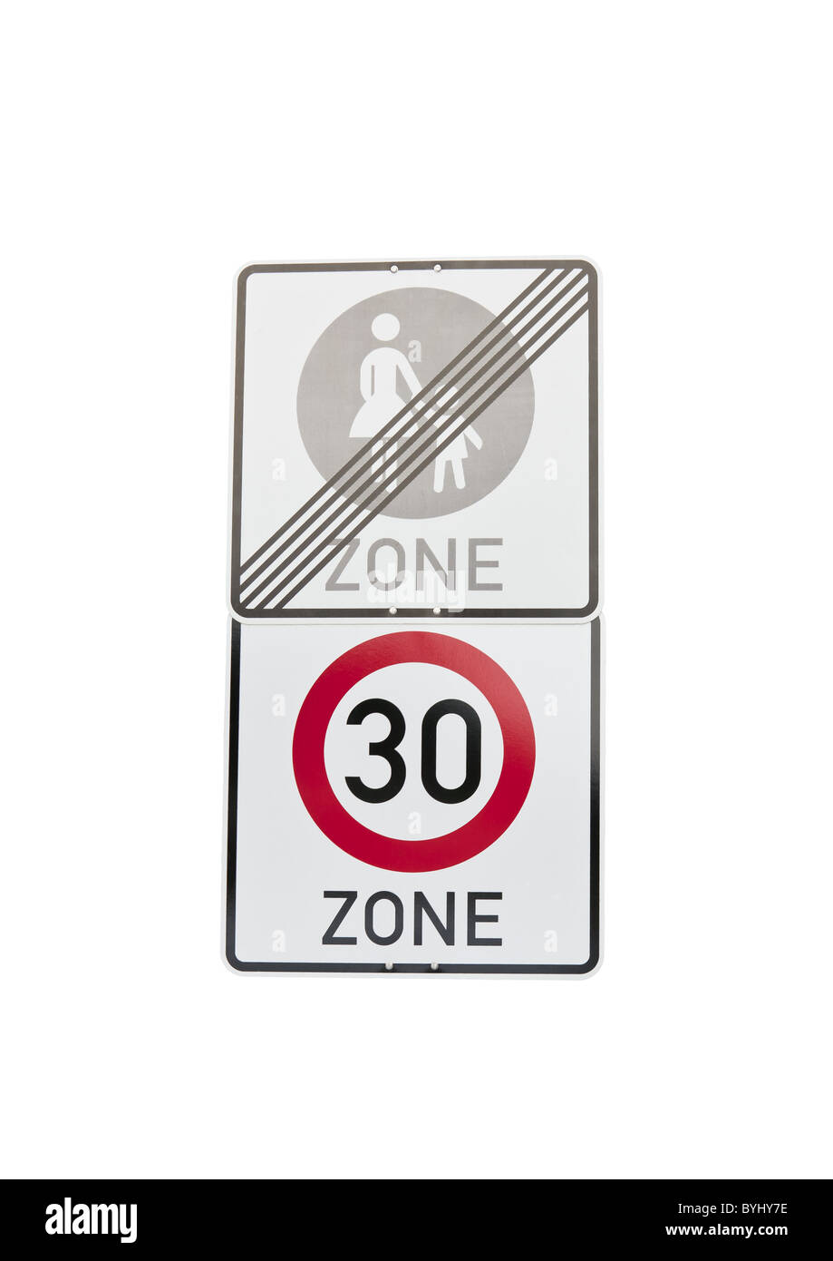 Speed limit road sign isolated on white background. vertical shot Stock ...