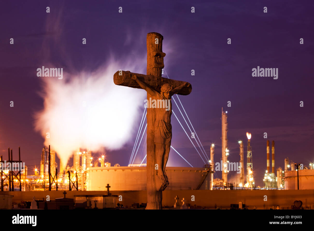 USA, Louisiana, Baton Rouge, Statue of Jesus Christ in Holy Rosary ...