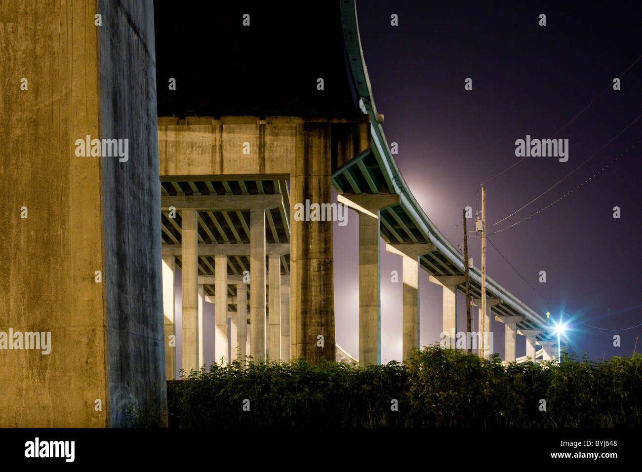 USA, Louisiana, New Orleans, Highway overpass at night Stock Photo - Alamy