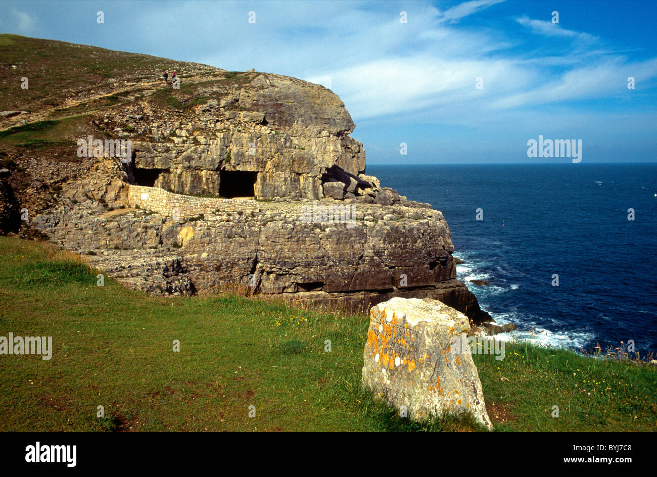 Tilly Whim caves, a former quarry at Anvil Point, near Swanage, Dorset ...