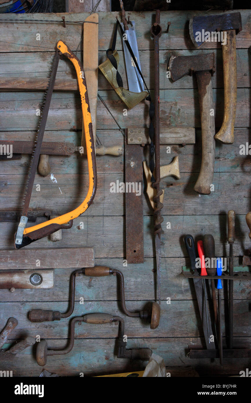 Tools on a wall Stock Photo - Alamy