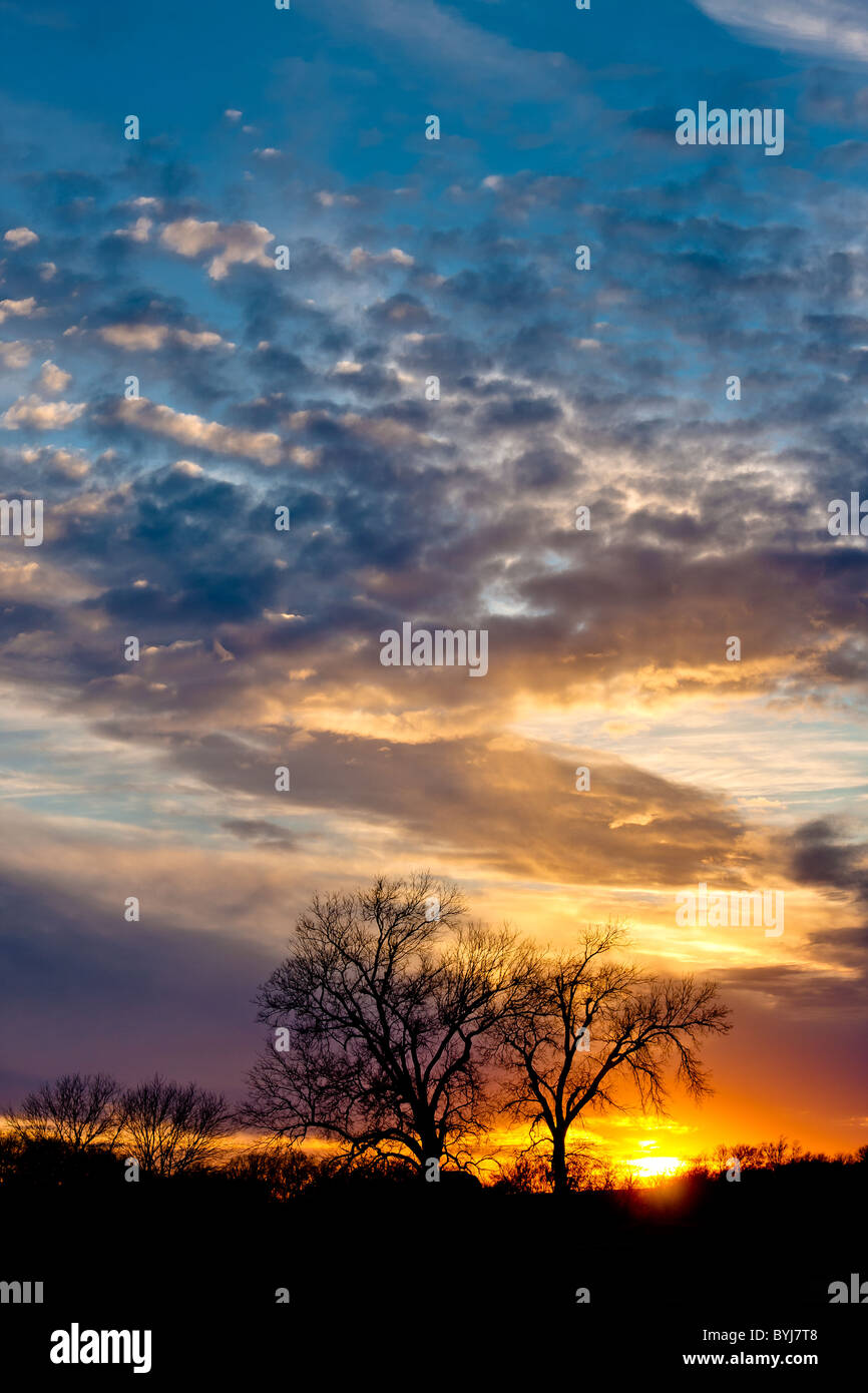 Majestic and colorful sunset from a rural Texas countryside Stock Photo ...