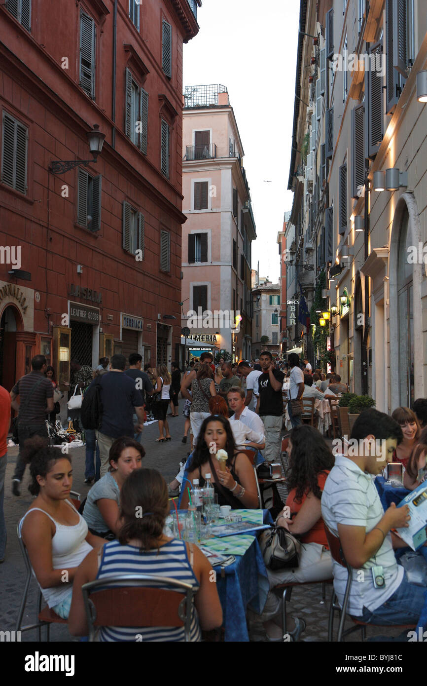 People in street cafes, Rome, Italy Stock Photo - Alamy
