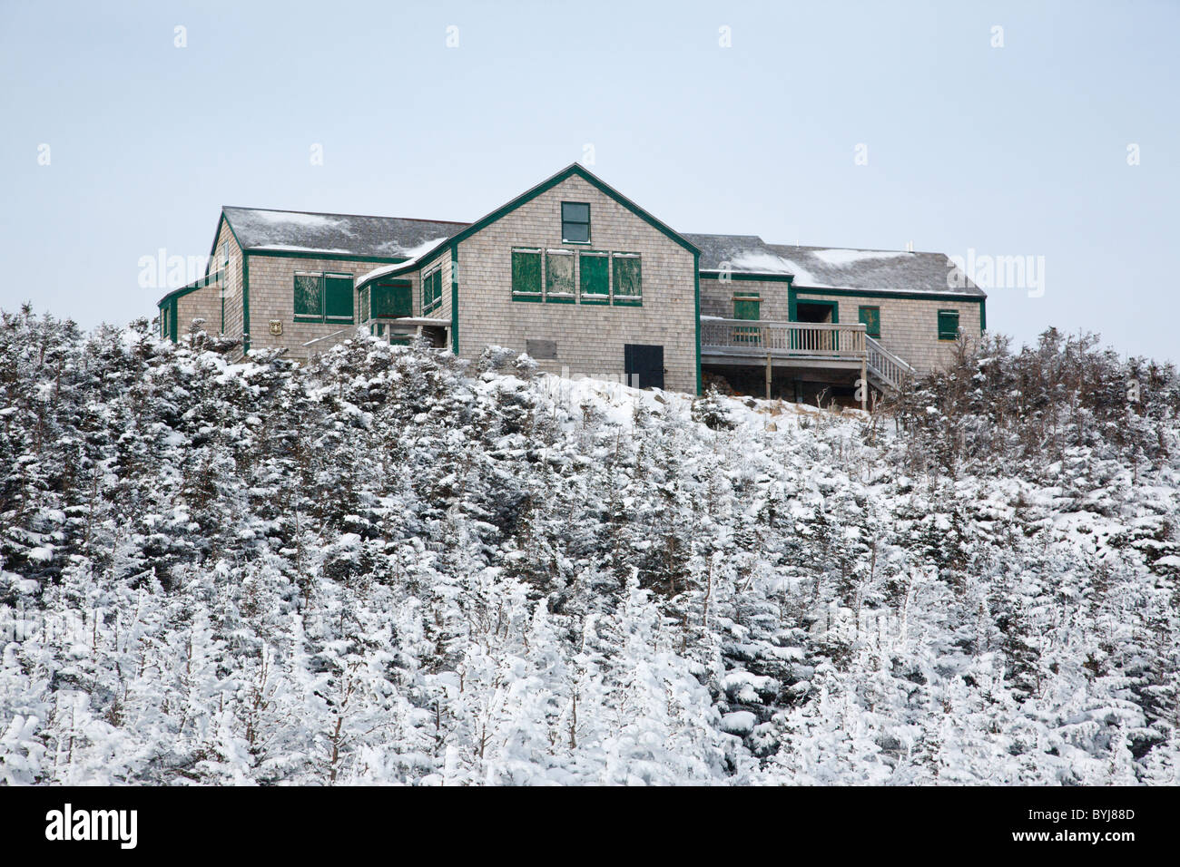 Greenleaf Hut during the winter months in the White Mountains, New ...