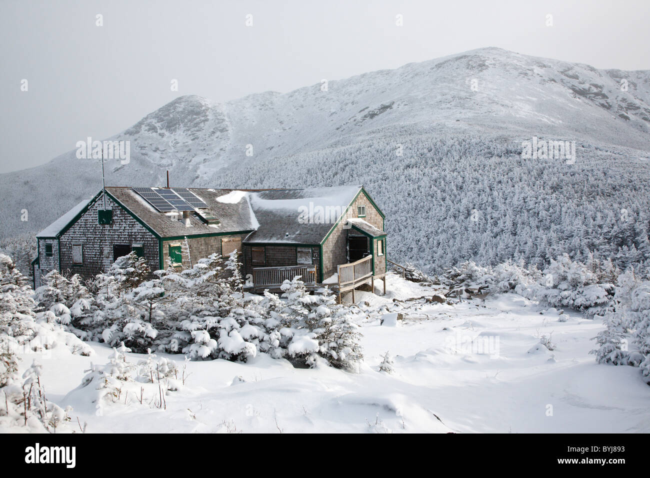 Greenleaf Hut during the winter months in the White Mountains, New ...
