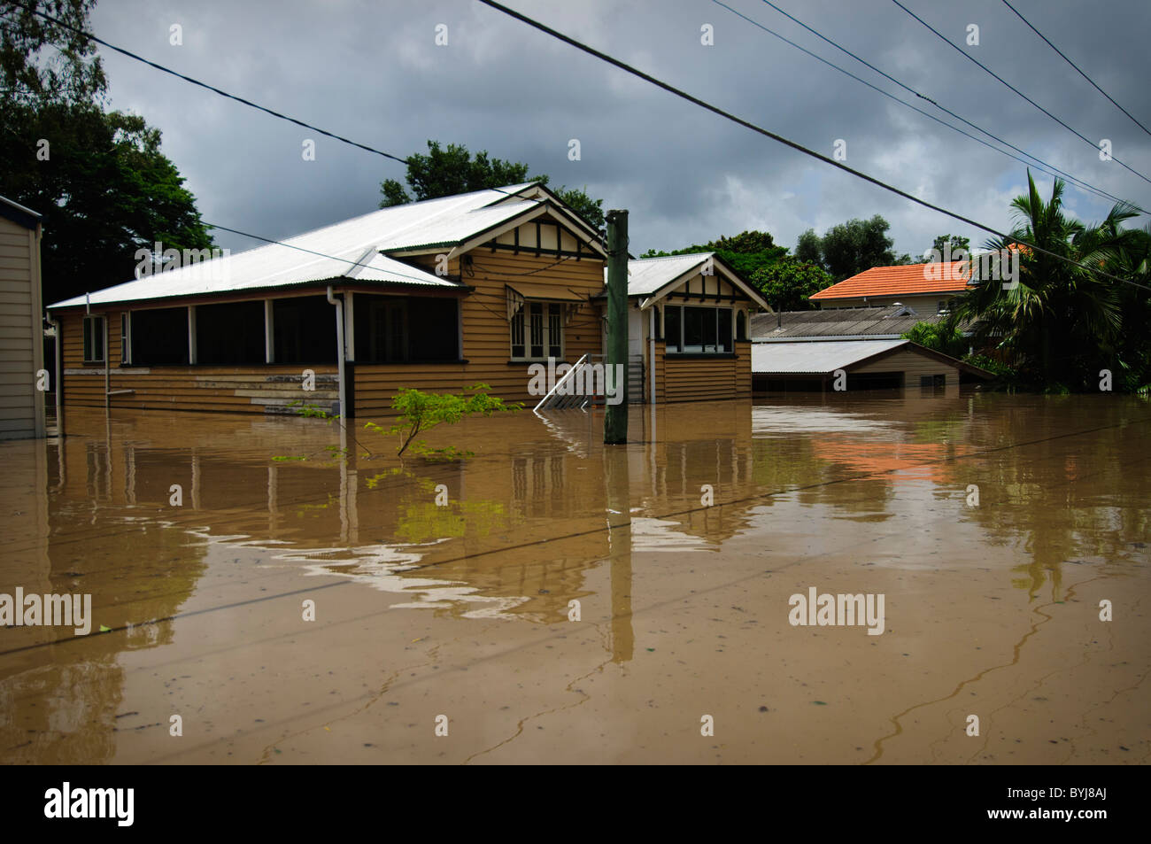Houses on William Parade, Fairfield, flooded during the January 2011 ...