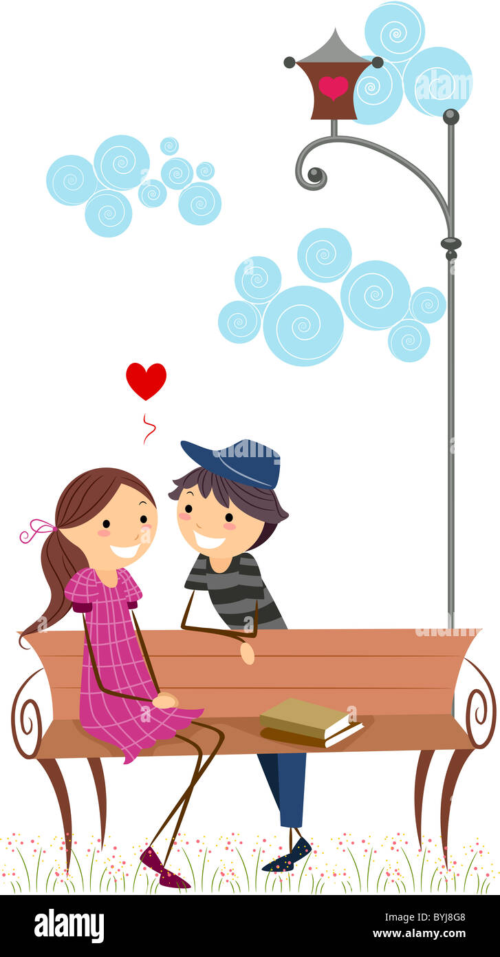 Illustration of a Stick Figure Couple on a Date Stock Photo - Alamy