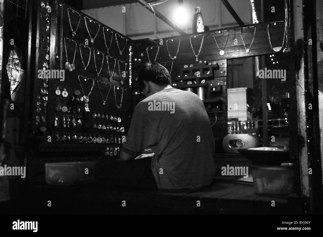 Back street market stall Black and White Stock Photos & Images - Alamy