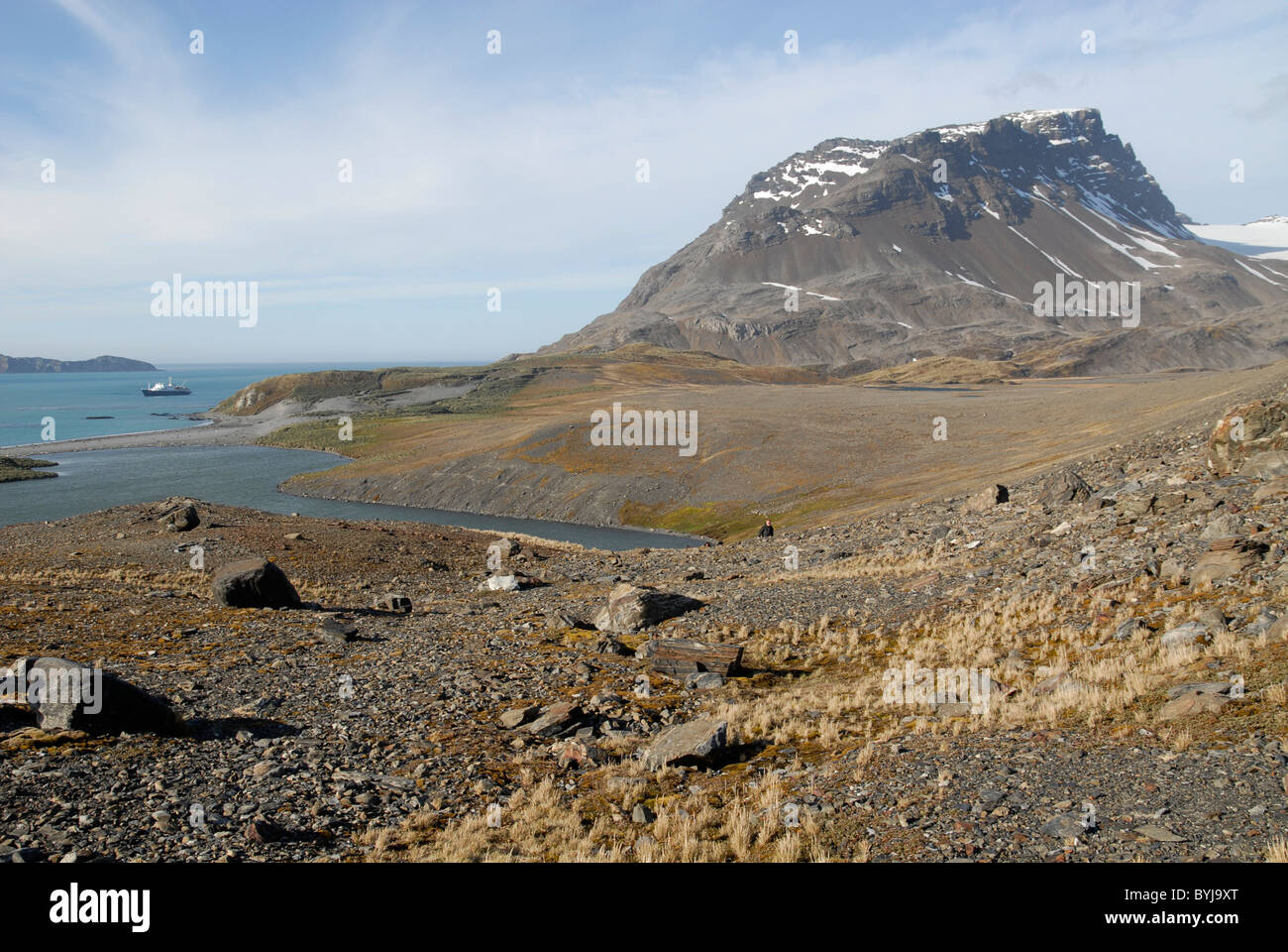 Rocks, lakes and mountains at Possession Bay, South Georgia Stock Photo ...