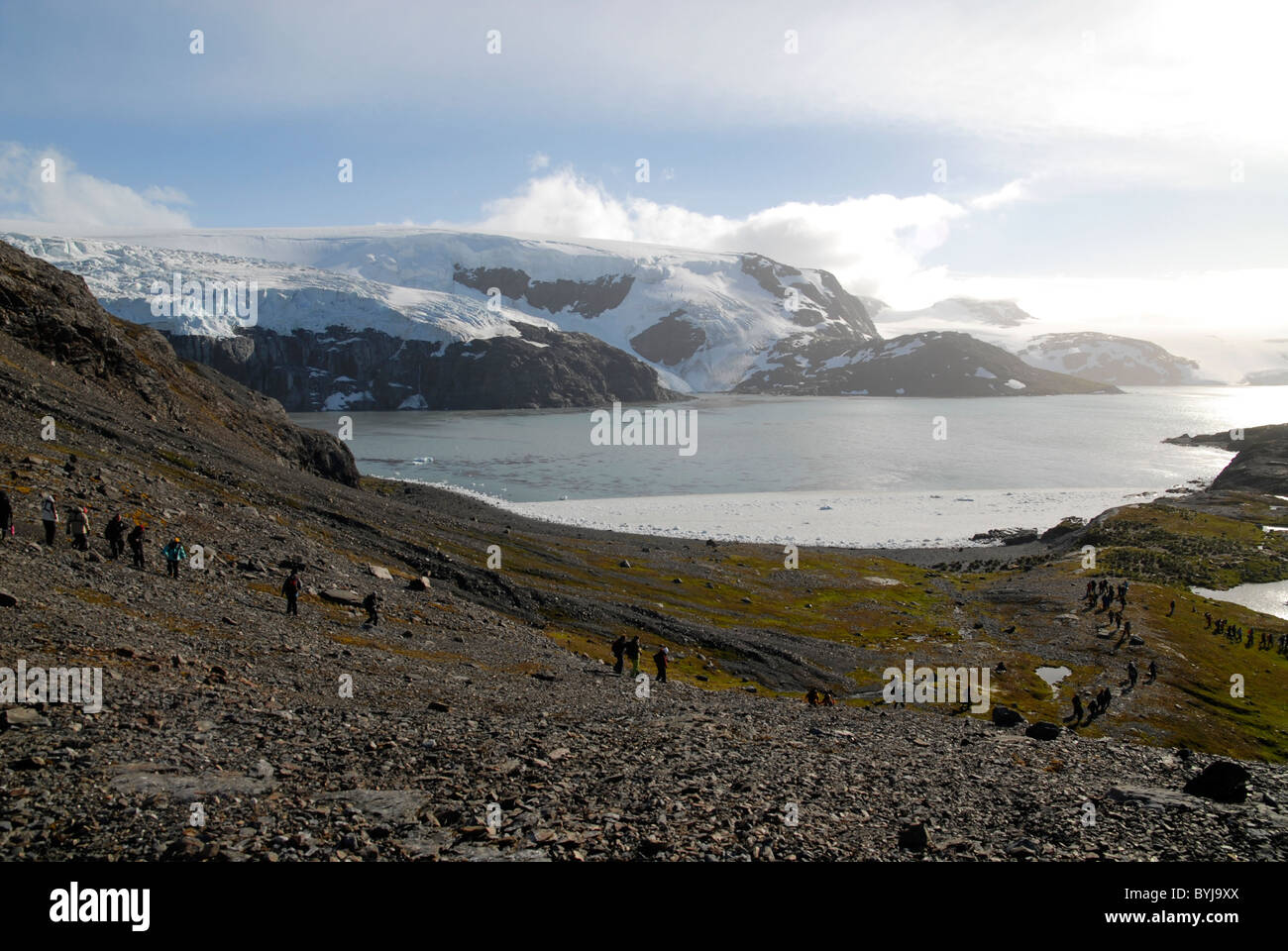Tourists hiking at Possession Bay, South Georgia Stock Photo - Alamy
