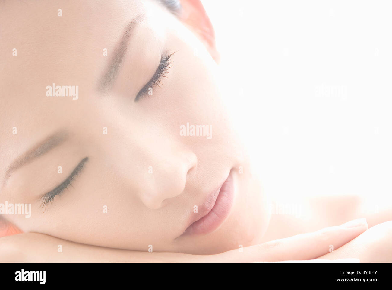 Young Woman Resting Head Stock Photo - Alamy