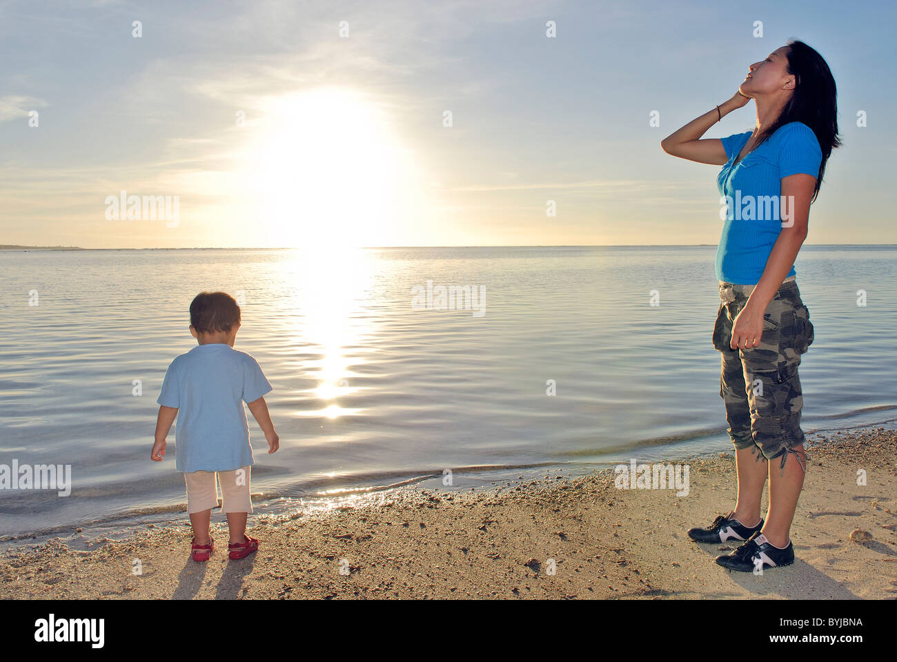Mother and Son at Beach Stock Photo - Alamy