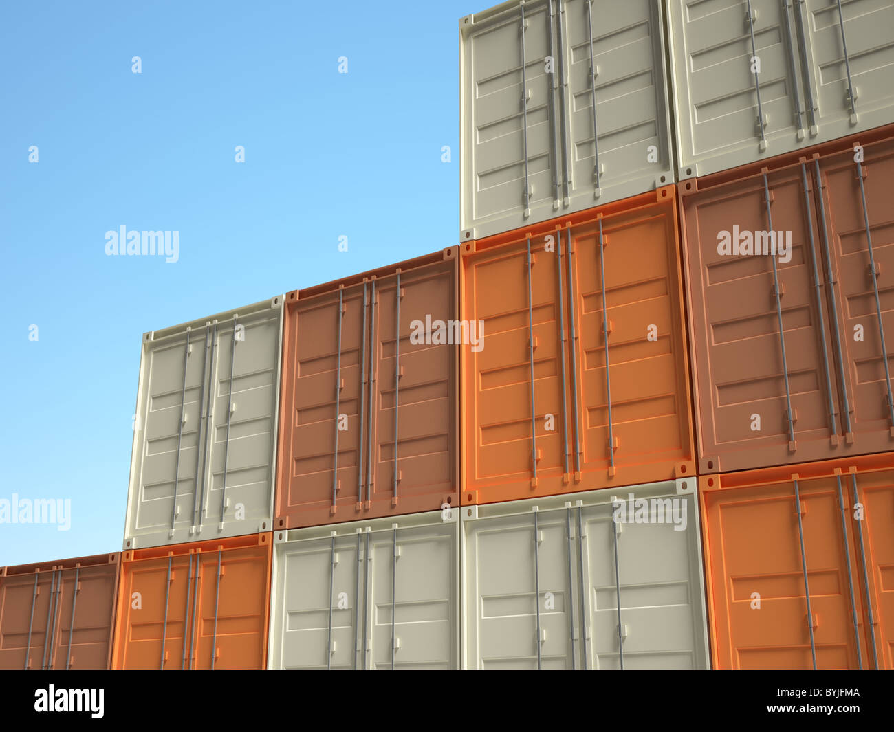 classic 3d metal container on blue sky background Stock Photo - Alamy
