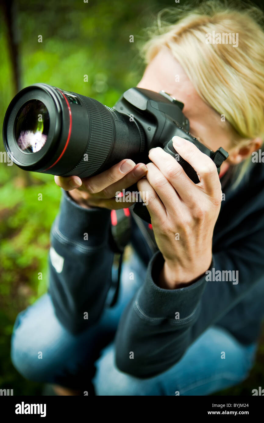 Nature photographer at work Stock Photo - Alamy