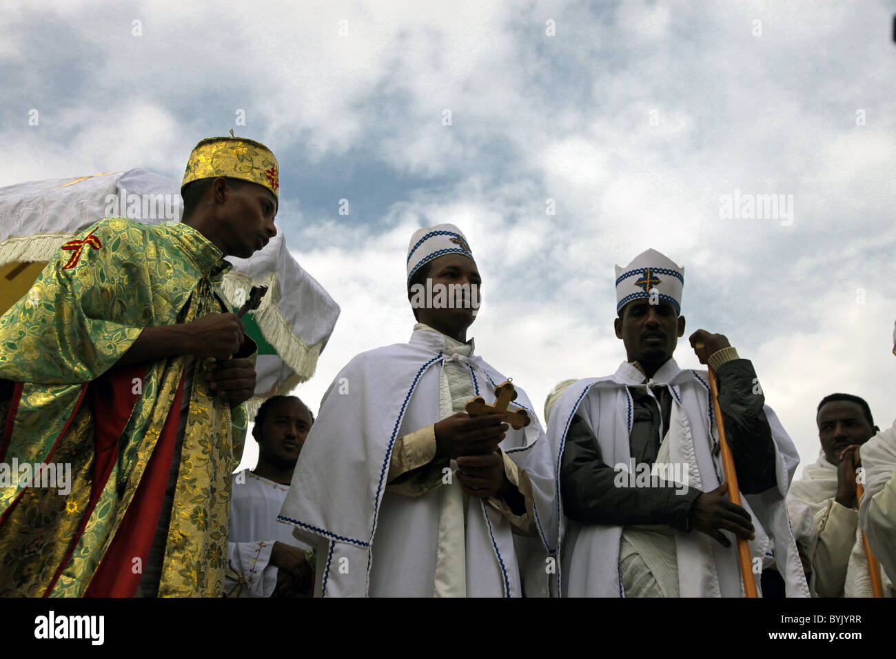 Ethiopian Orthodox worshipers taking part in the Epiphany or Theophany ...