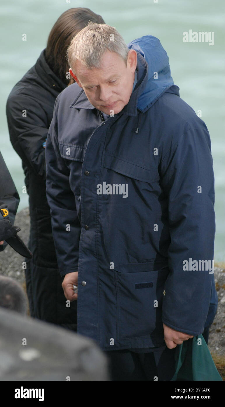 Martin Clunes on set of unknown movie Port Isaac, Cornwall, UK - 17.04. ...