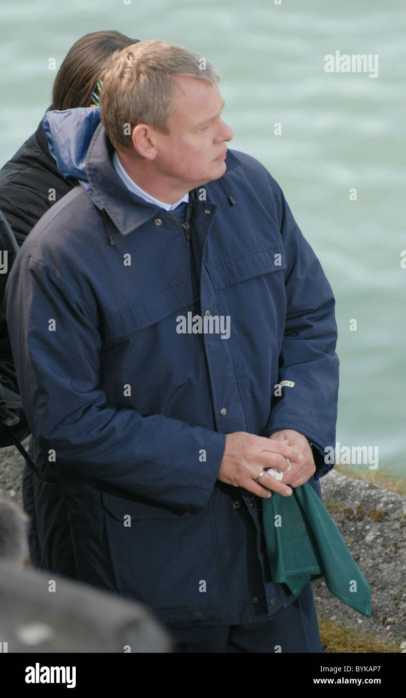 Martin Clunes on set of unknown movie Port Isaac, Cornwall, UK - 17.04. ...