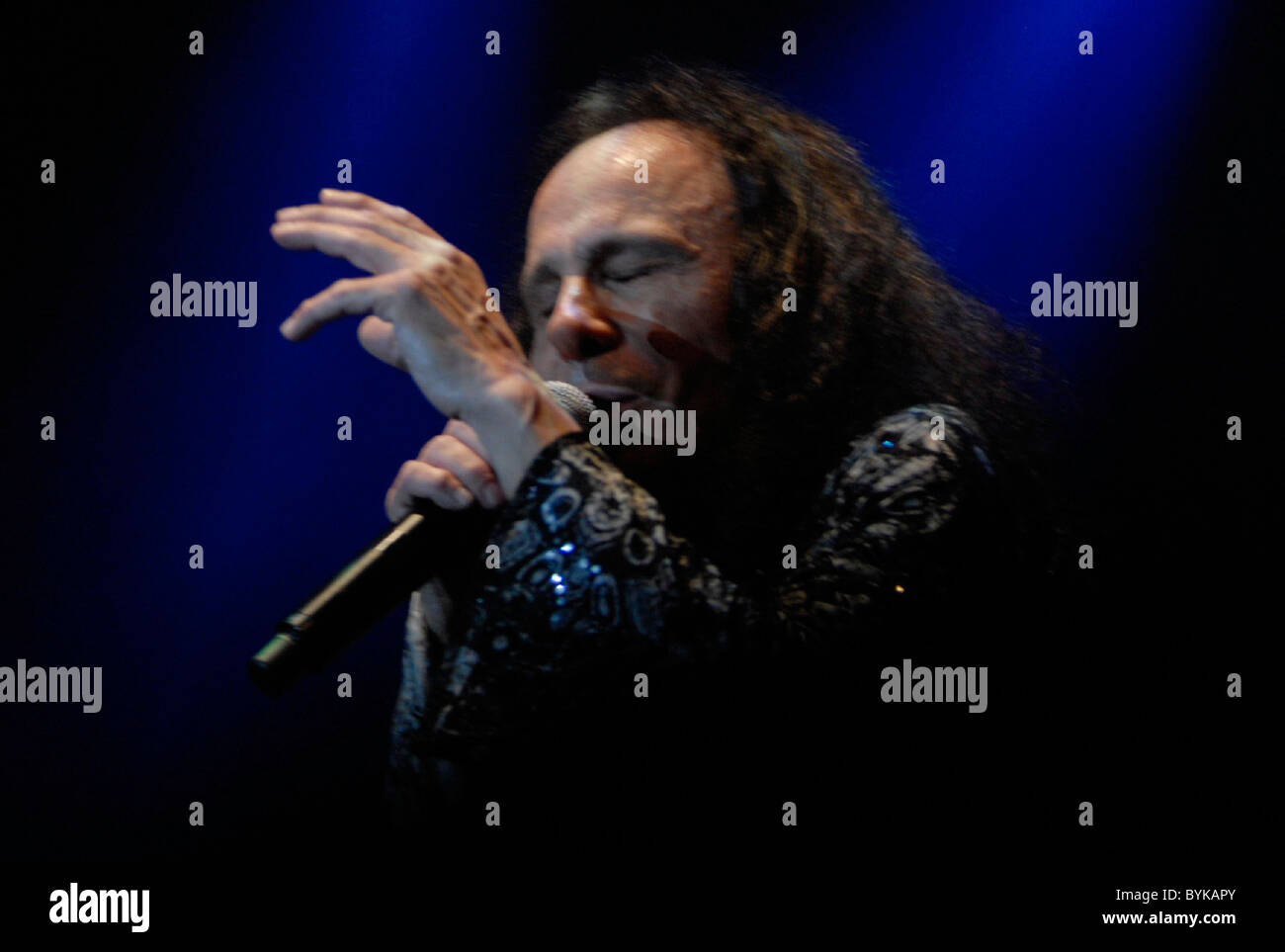 Ronnie James Dio of 'Heaven and Hell' performing in concert Los Angeles ...