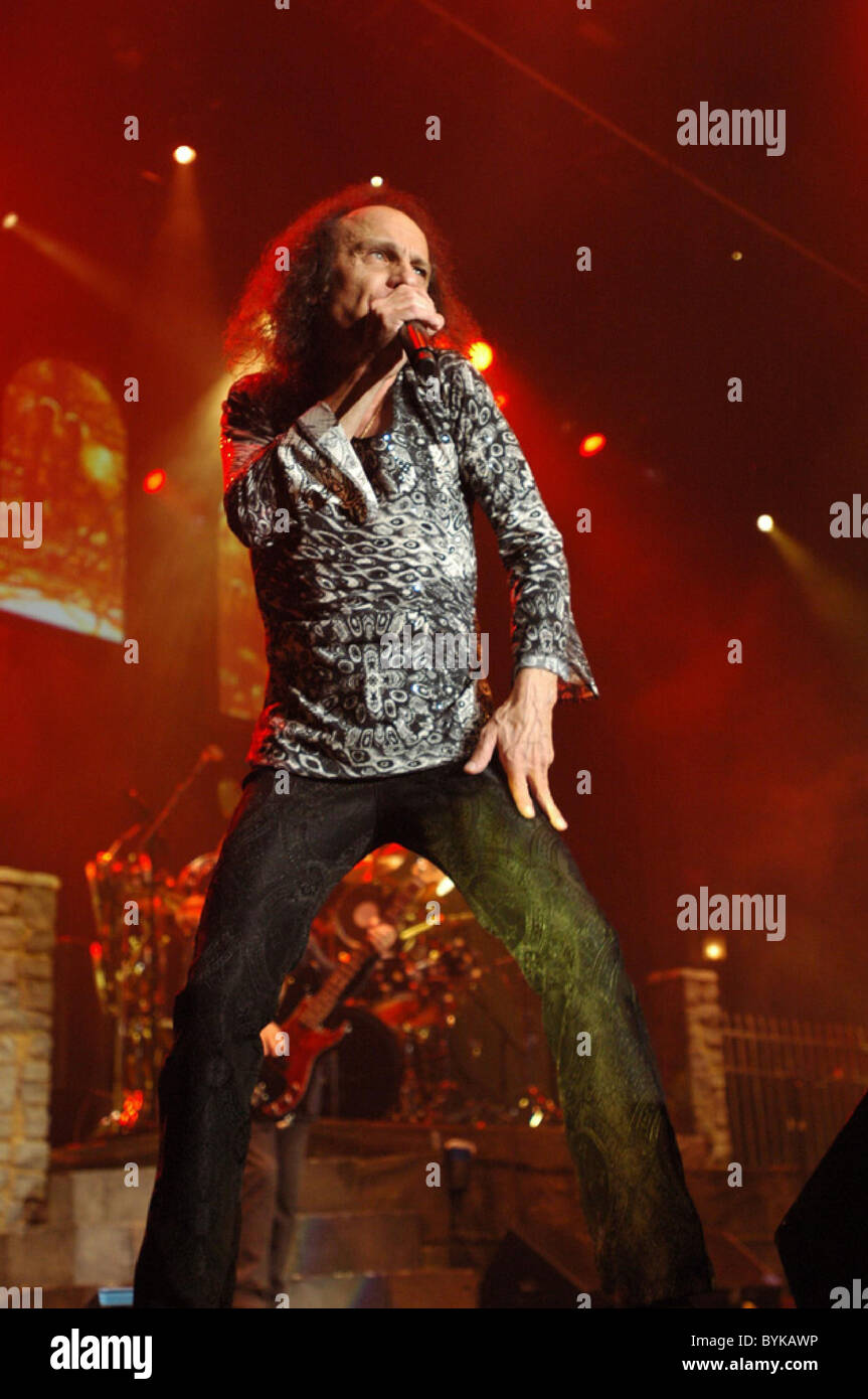 Ronnie James Dio of 'Heaven and Hell' performing in concert Los Angeles ...