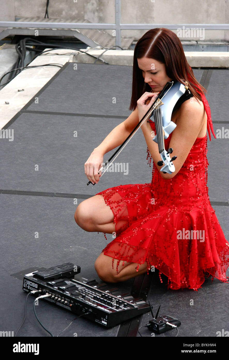 Electric rock violinist Linzi Stoppard performs live on the roof of ...