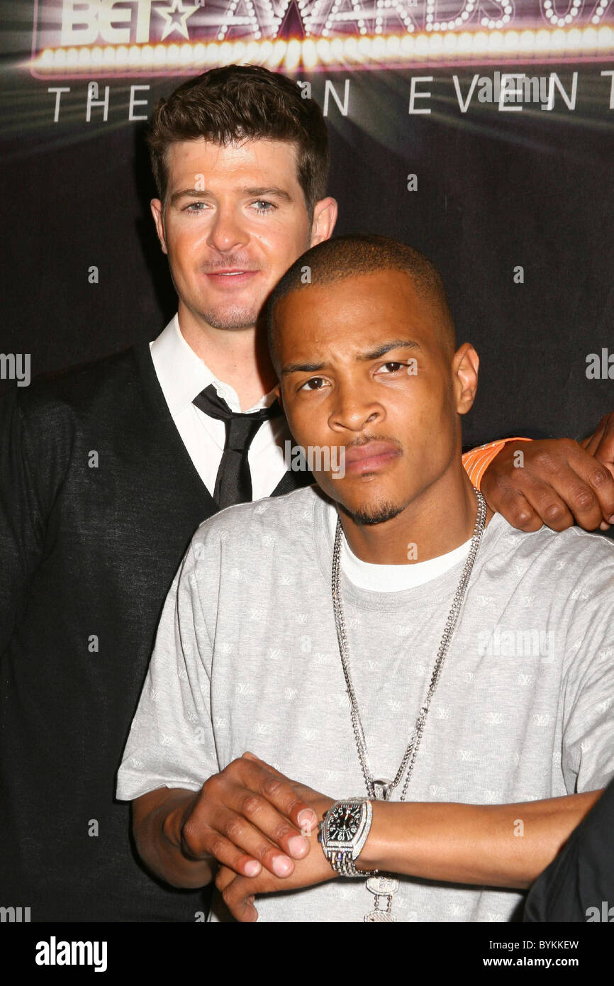 Robin Thicke and T.I. BET Awards 2007 nominations announcement held at ...