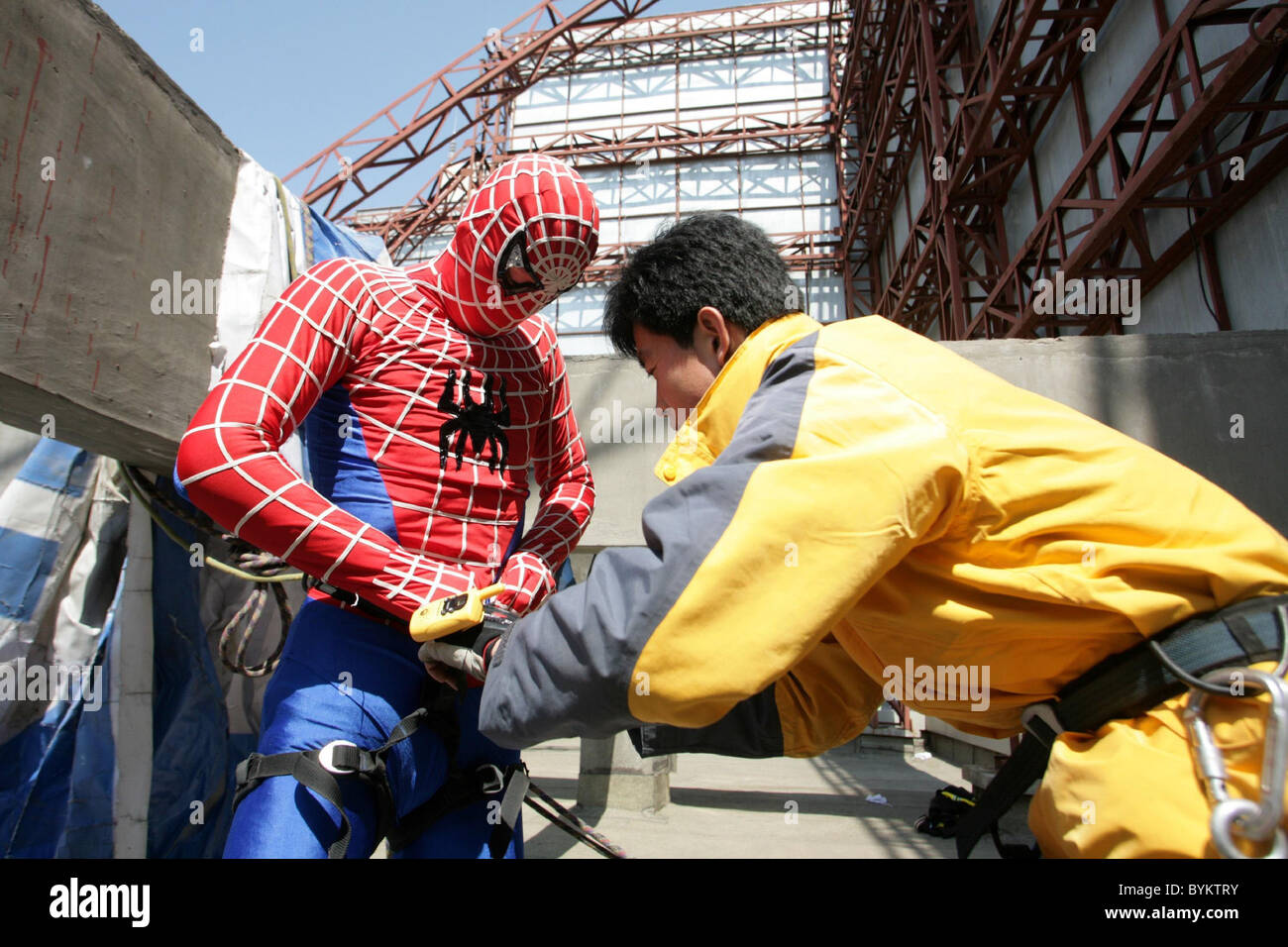 CHINESE SPIDER-MAN WOWS THE PUBLIC Residents in Jilin City, China ...