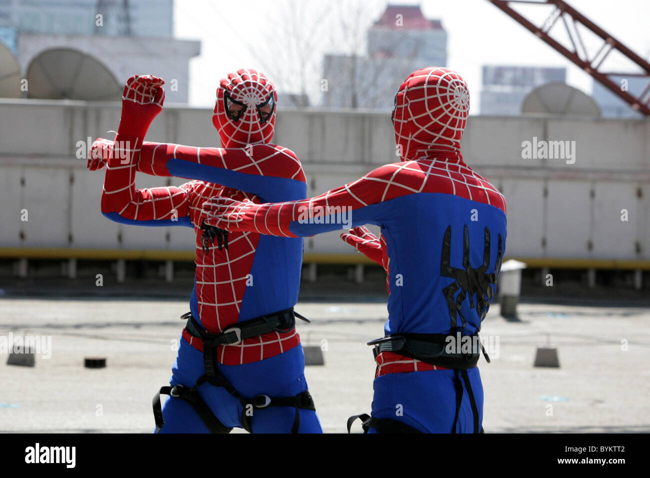 CHINESE SPIDER-MAN WOWS THE PUBLIC Residents in Jilin City, China ...
