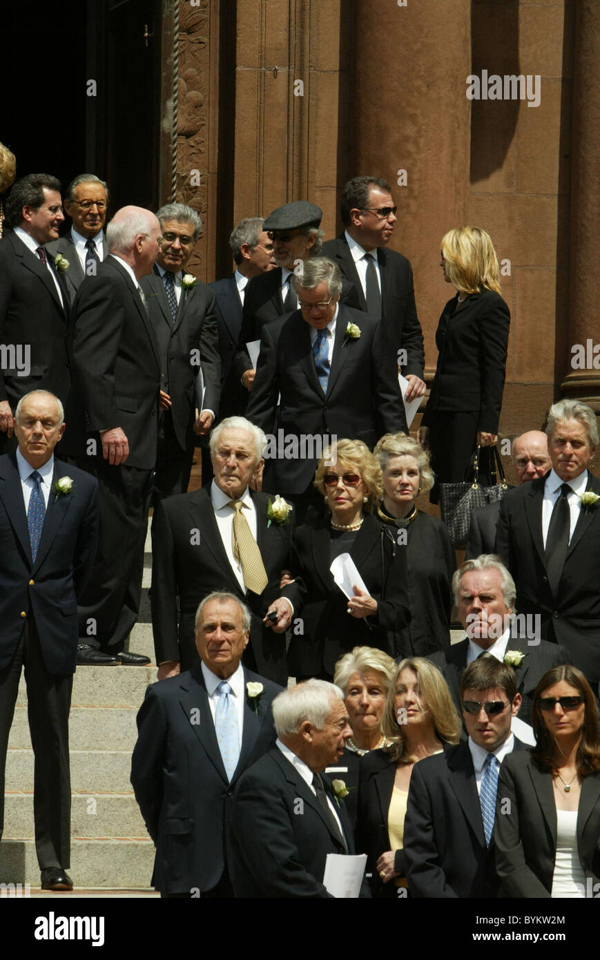 Kirk Douglas, Anne Douglas and Michael Douglas The funeral of the ...