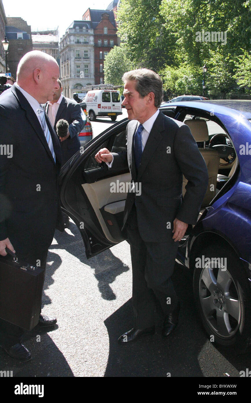 Lord Browne arriving at BP headquarters to hand in his resignation as ...