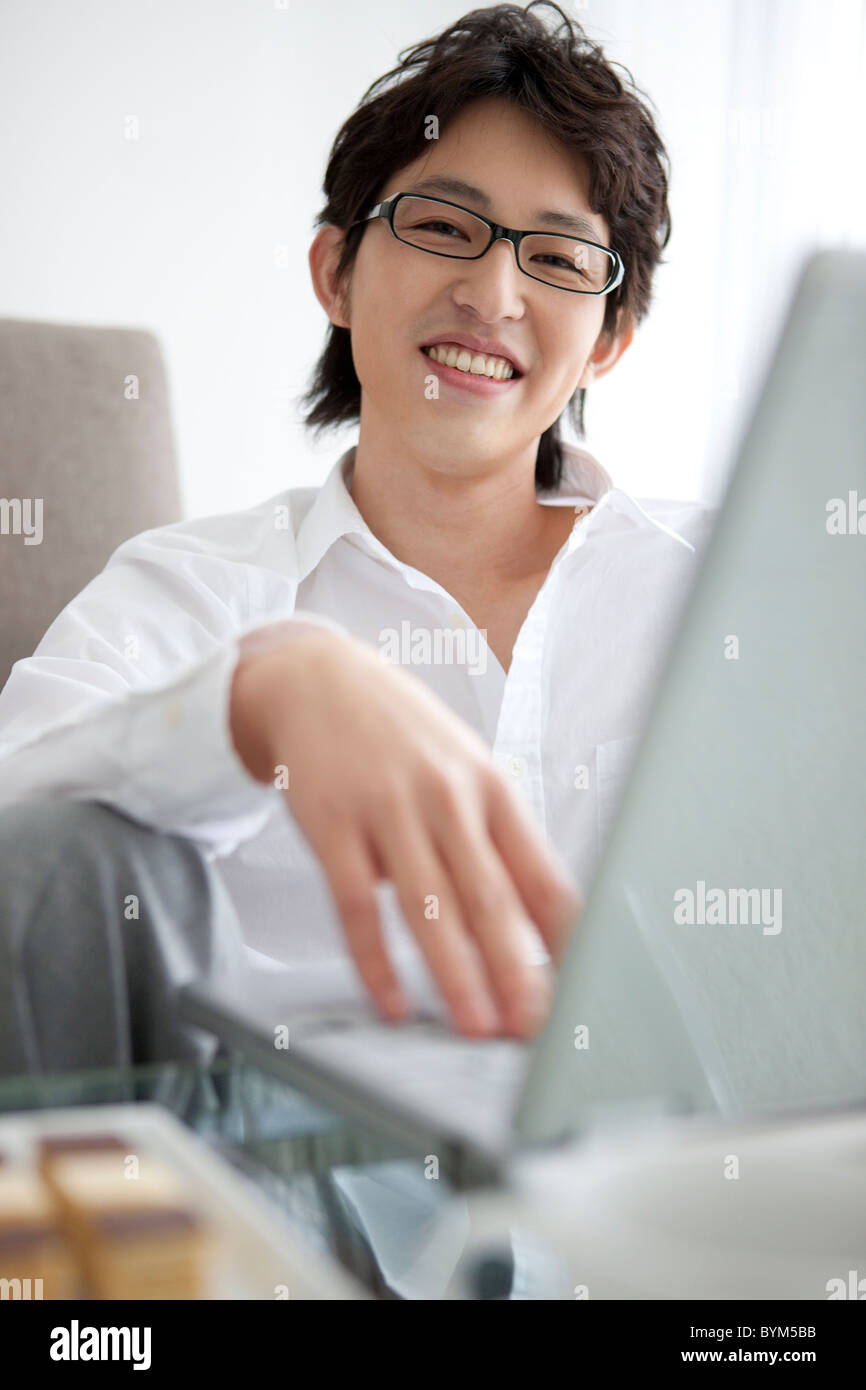 A man using PC Stock Photo - Alamy