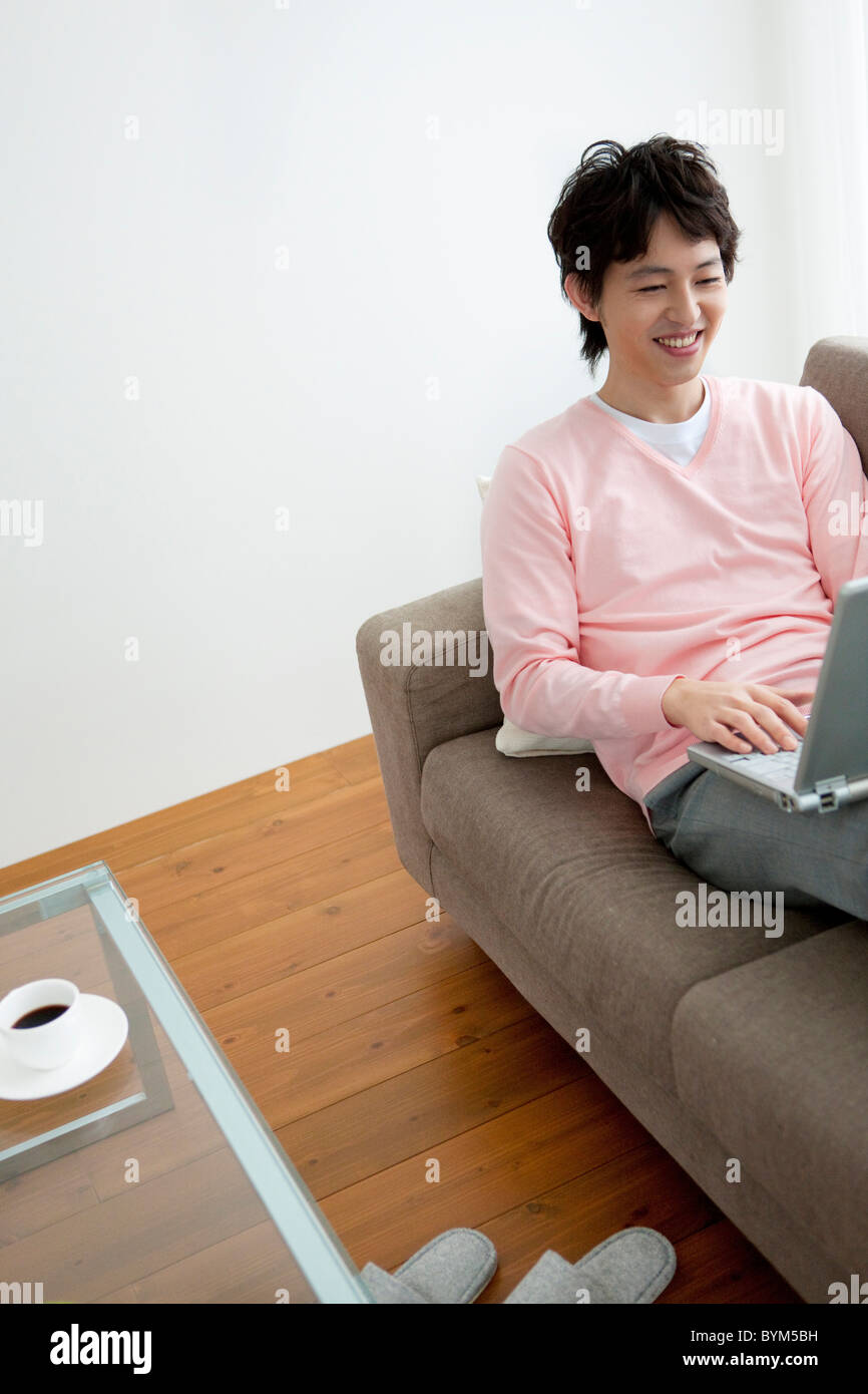 A man using PC Stock Photo - Alamy