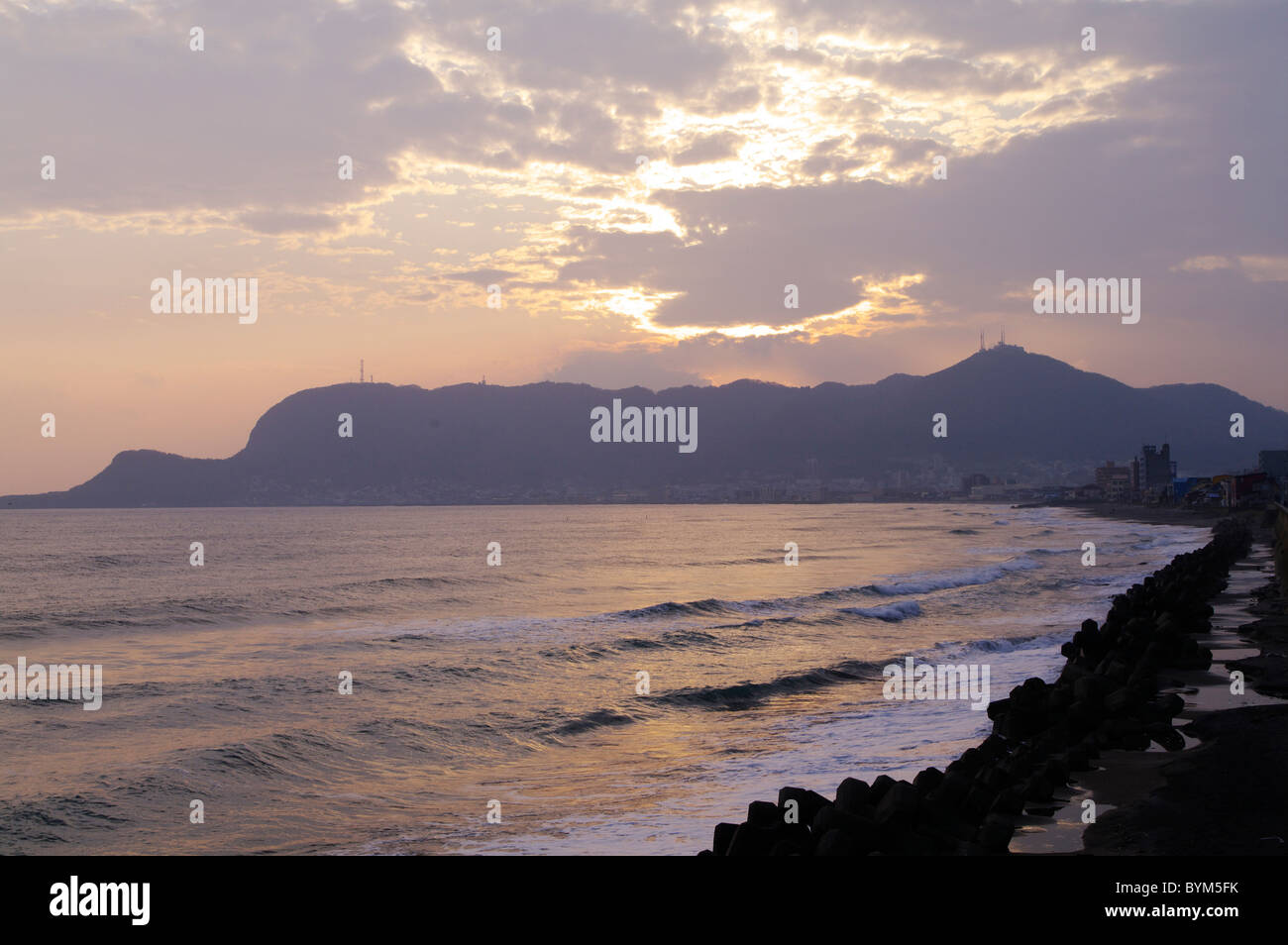 Mt. Hakodate Omori Park Silhouette Dramatic Sky Stock Photo - Alamy